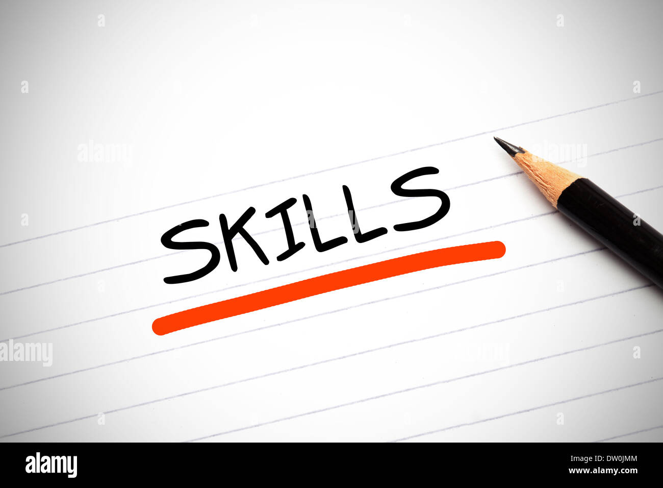 The word skills written on a notepad Stock Photo - Alamy