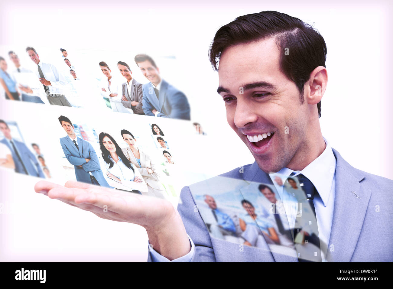 Pleased man admiring pictures Stock Photo - Alamy
