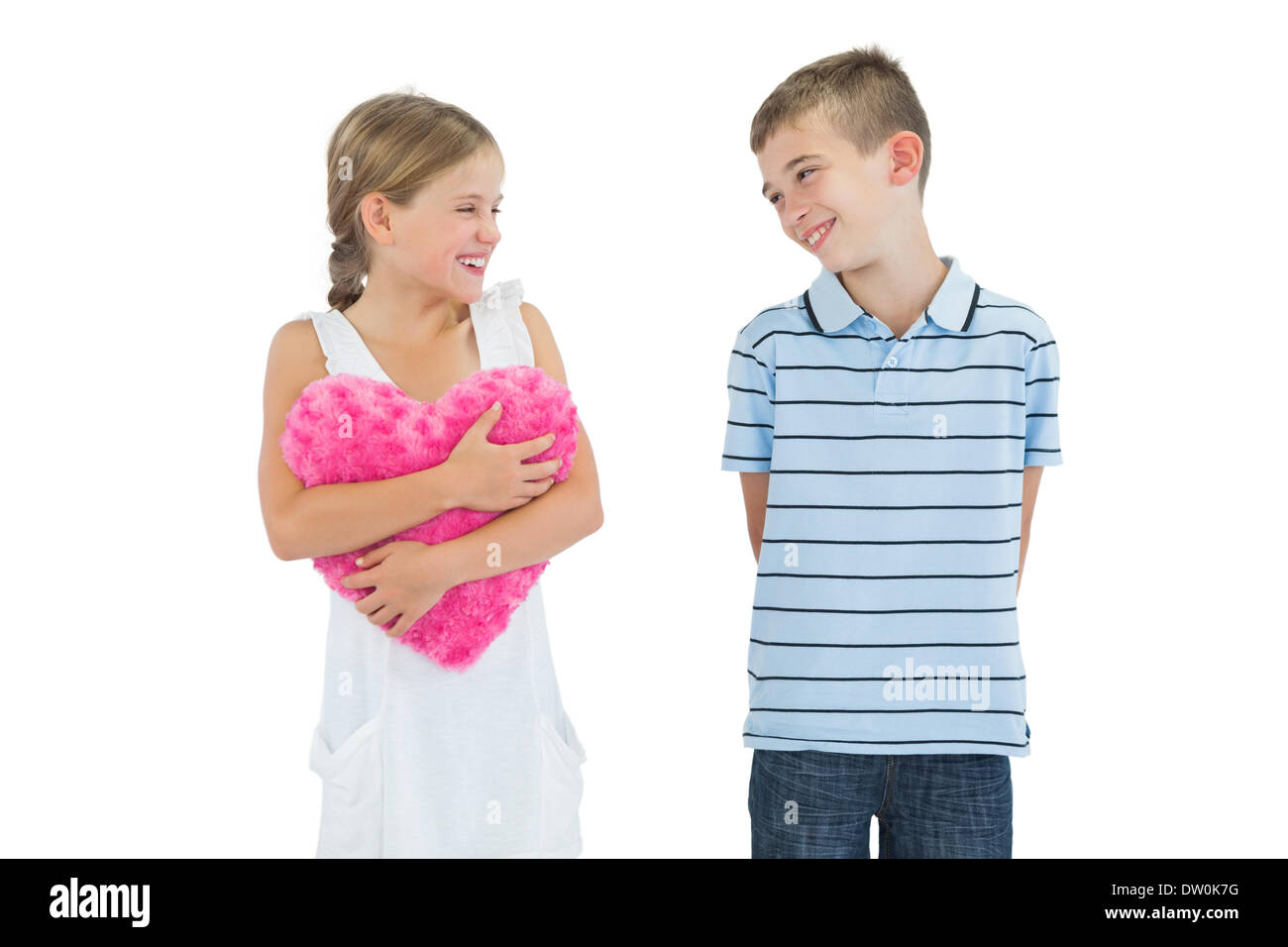 Happy girl laughing holding Cut Out Stock Images & Pictures - Alamy