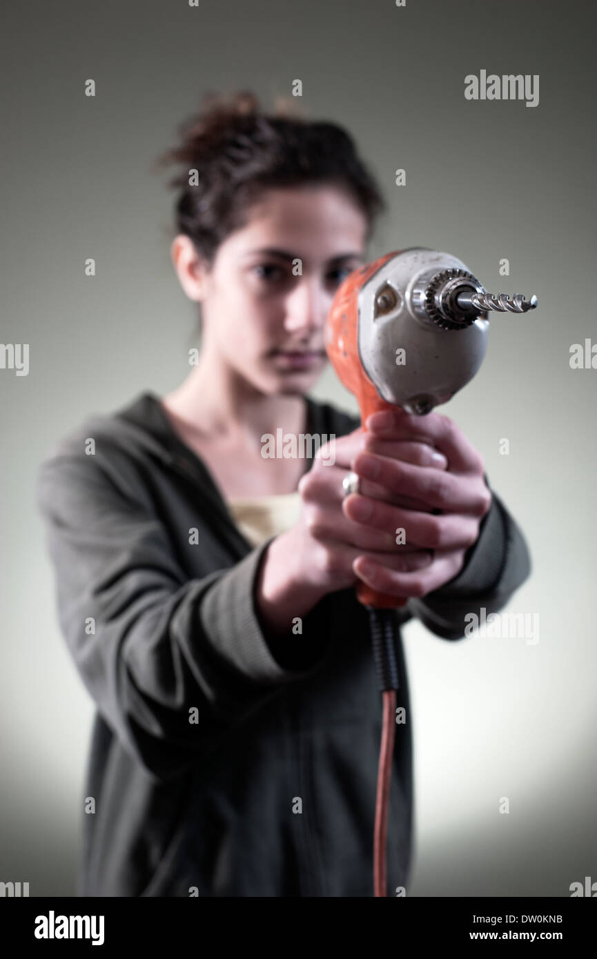 Female construction worker drill hi-res stock photography and images ...