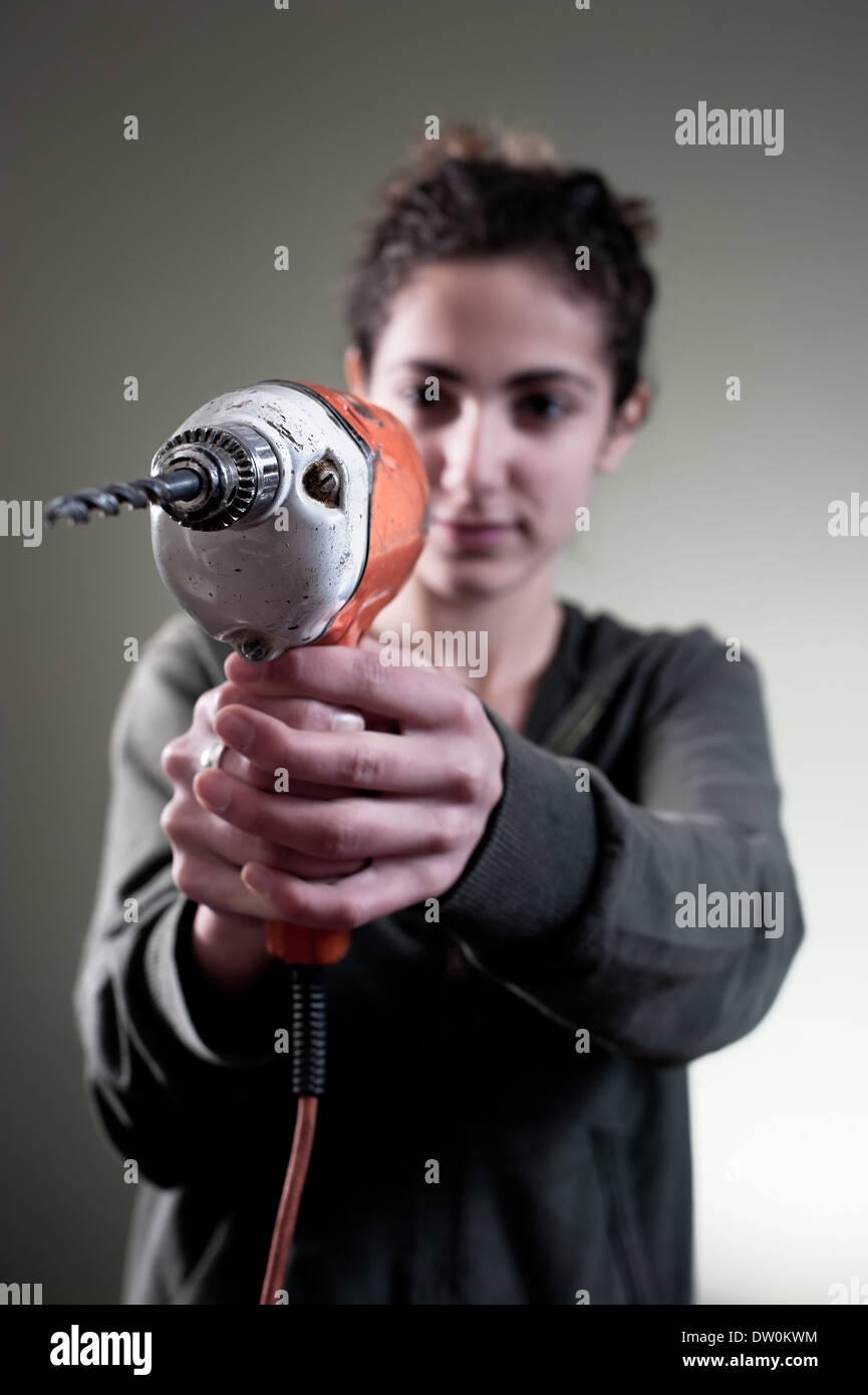 Female construction worker drill hi-res stock photography and images ...