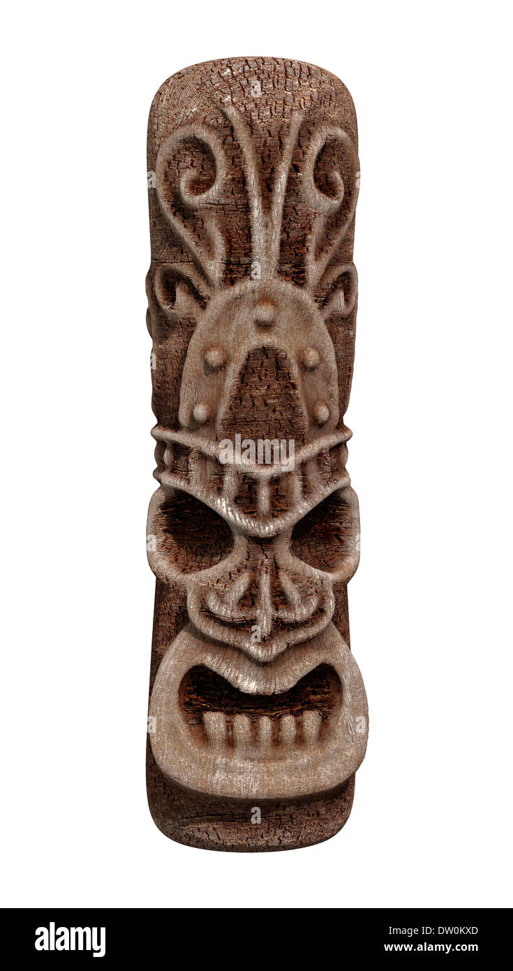 3D digital render of a Tiki statue isolated on white background Stock ...
