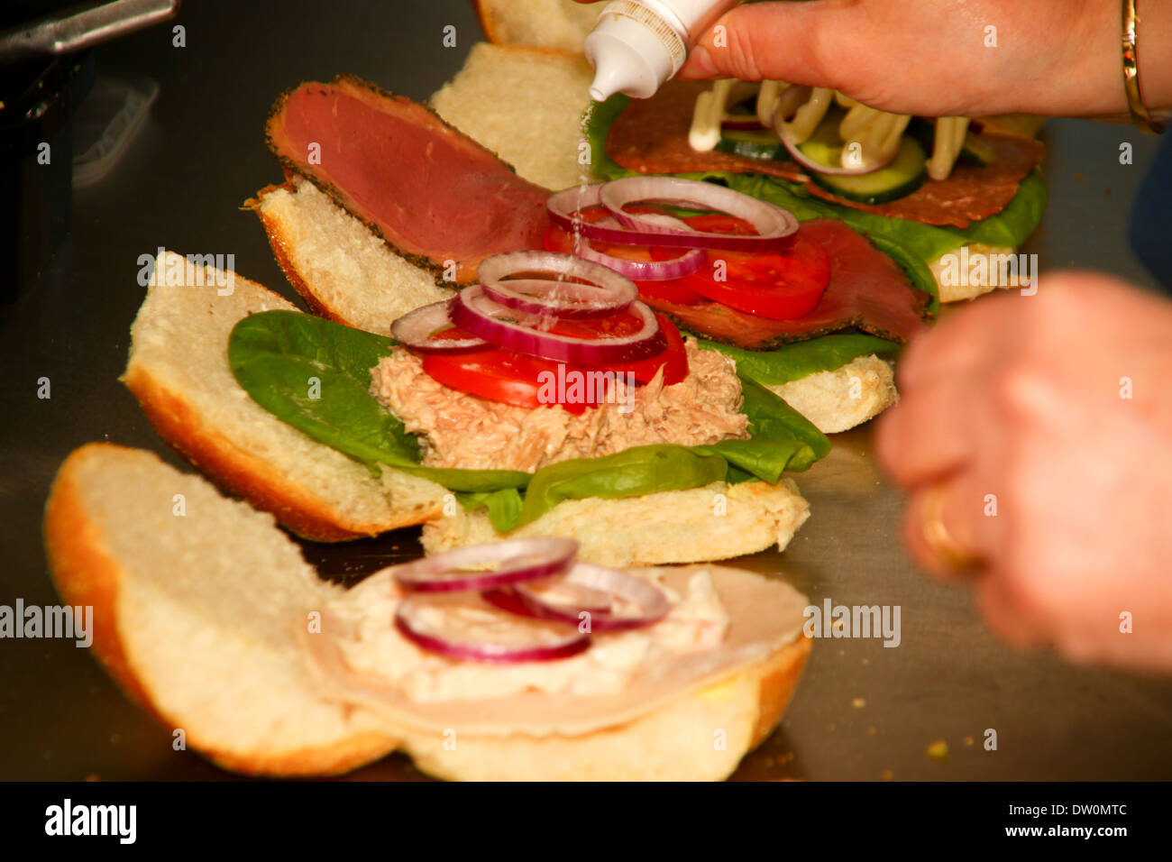 Preparing salad rolls Stock Photo - Alamy