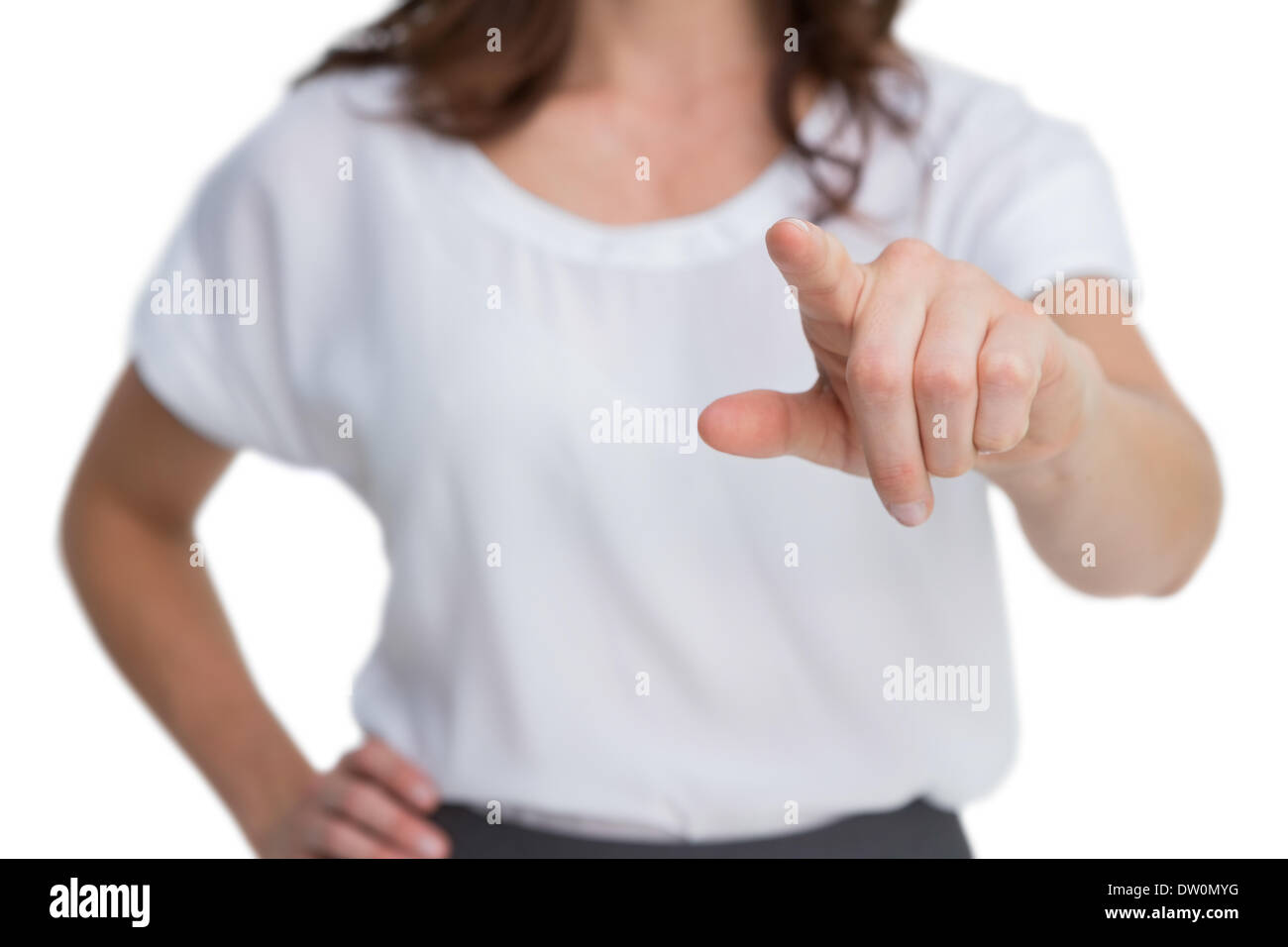 Businesswoman pointing at camera Stock Photo - Alamy