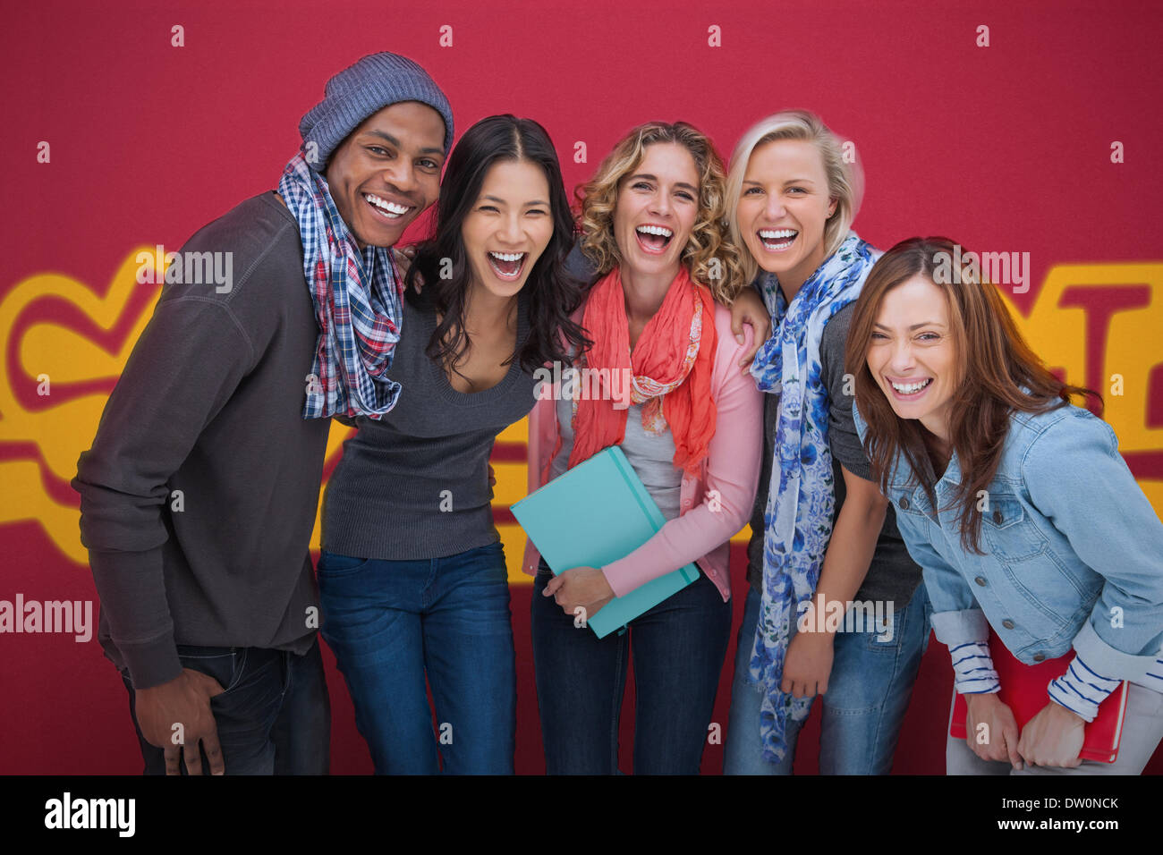 Group of cheerful friends laughing together Stock Photo - Alamy