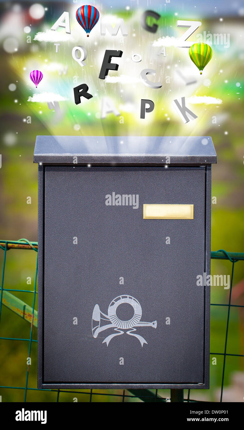 Post box with colorful letters Stock Photo - Alamy