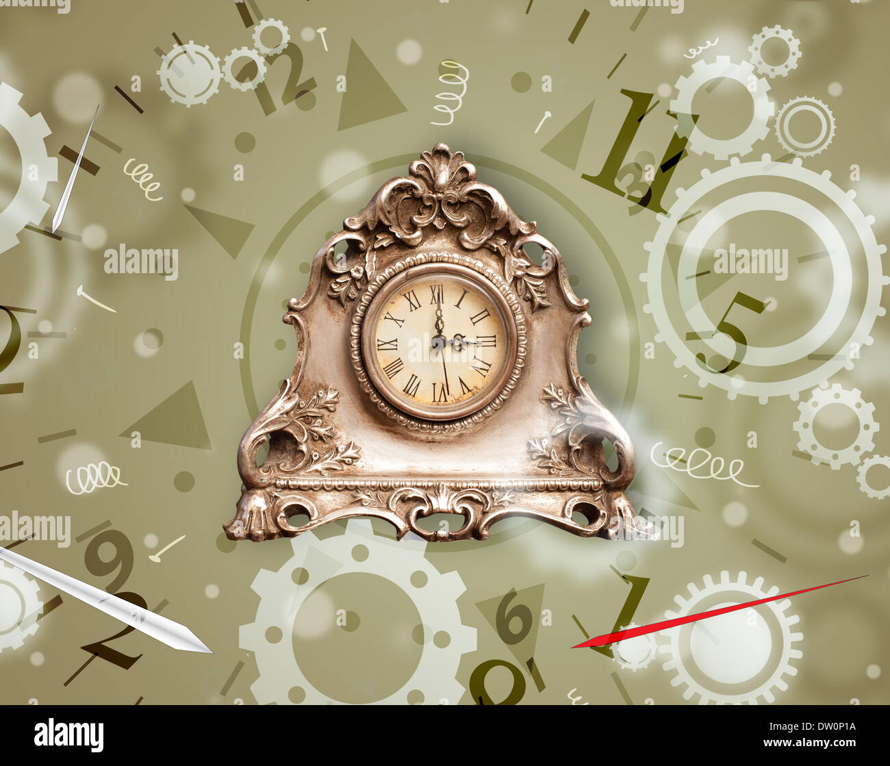 Vintage clock with numbers on the side Stock Photo - Alamy
