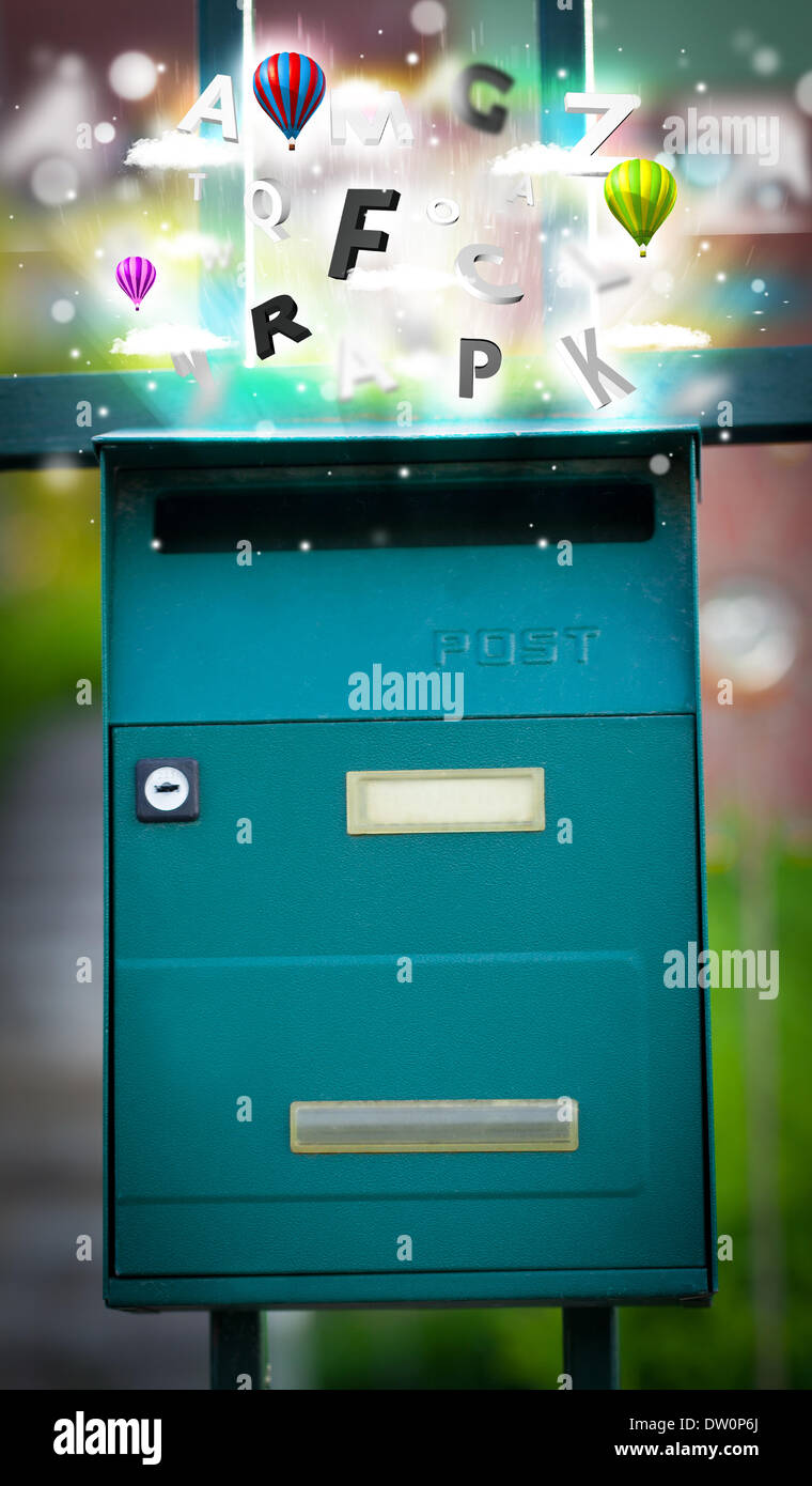 Post box with colorful letters Stock Photo - Alamy