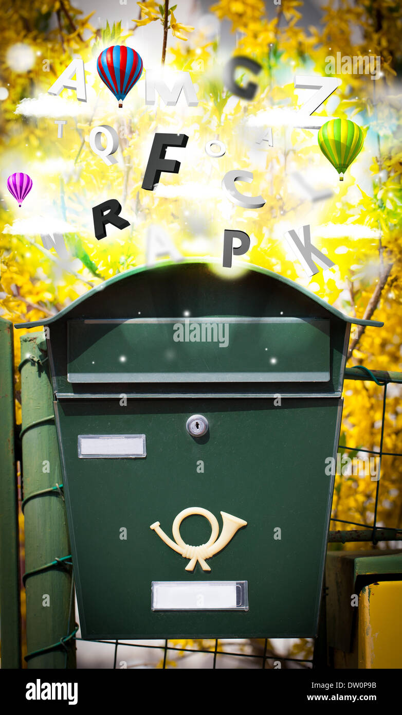 Post box with colorful letters Stock Photo - Alamy
