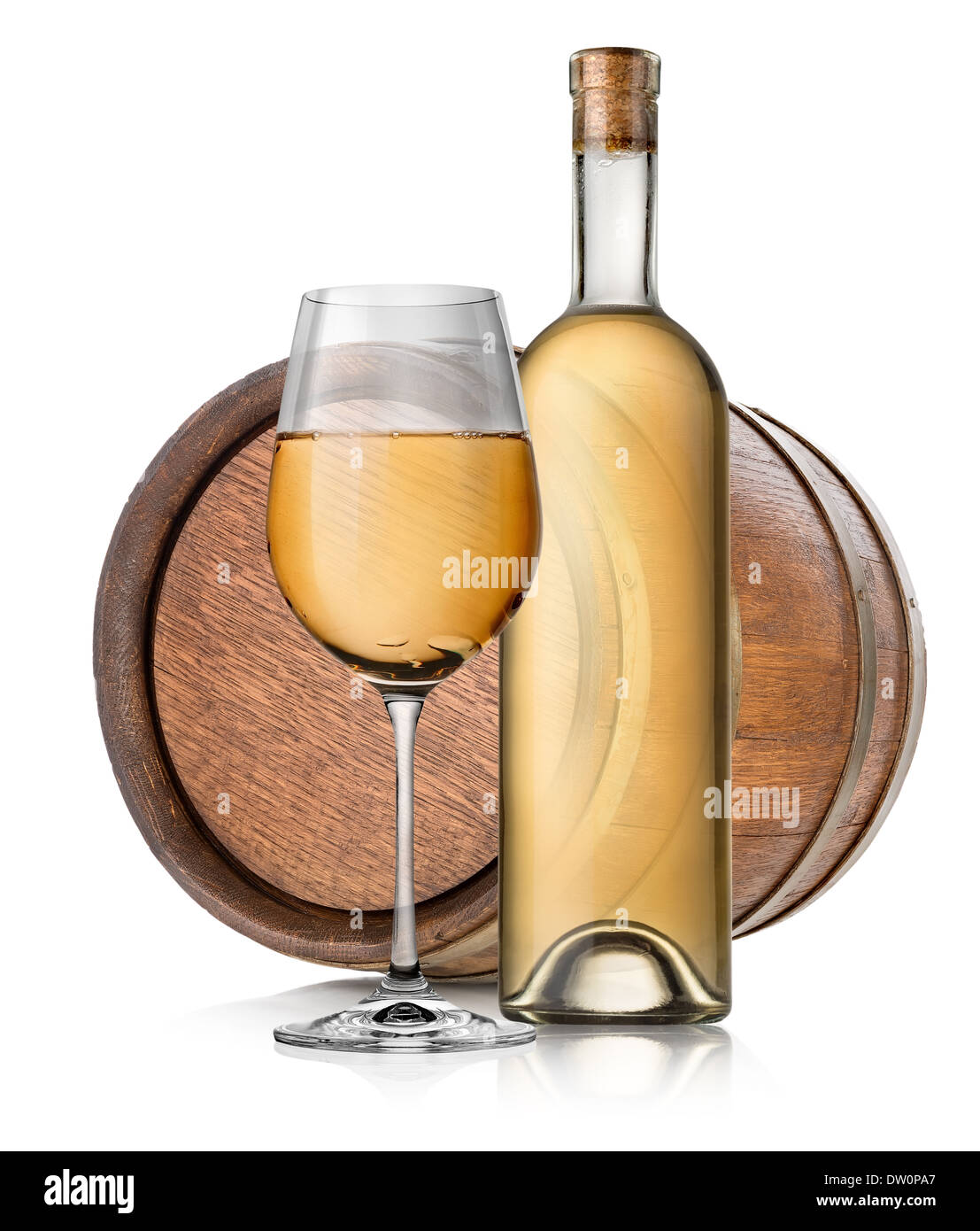 Bottle and glass of white wine isolated on white background Stock Photo ...