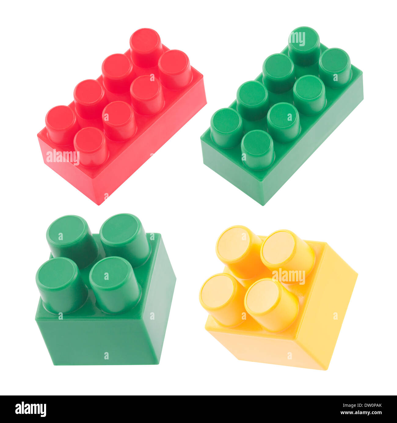 Plastic building blocks isolated on white background Stock Photo - Alamy