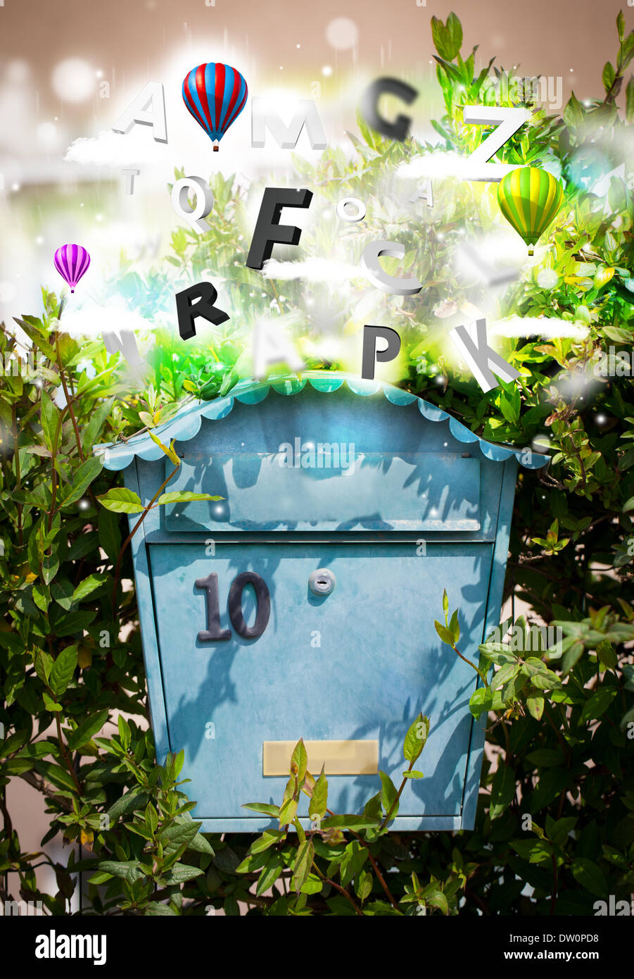 Post box with colorful letters Stock Photo - Alamy