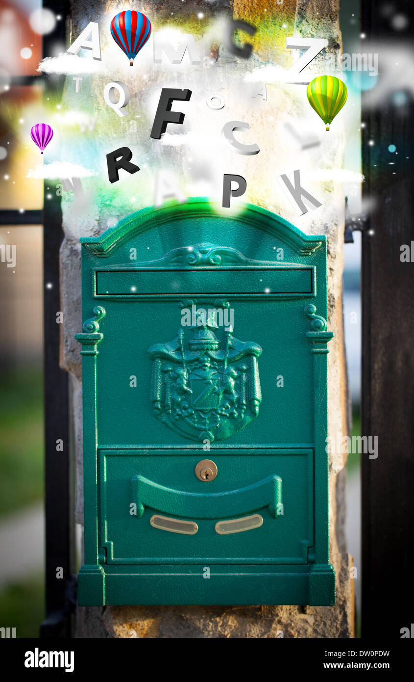 Post box with colorful letters Stock Photo - Alamy