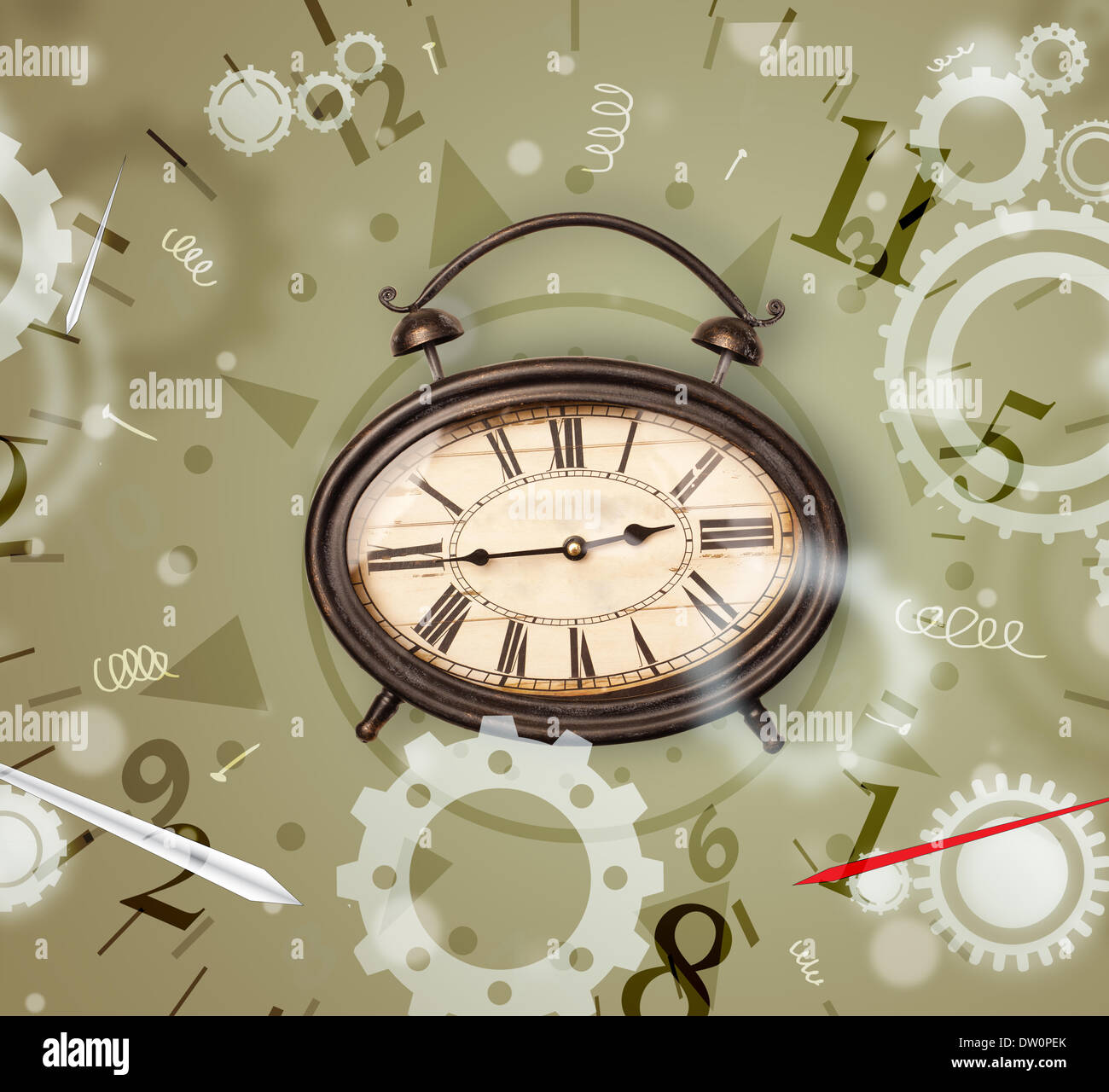 Vintage clock with numbers on the side Stock Photo - Alamy