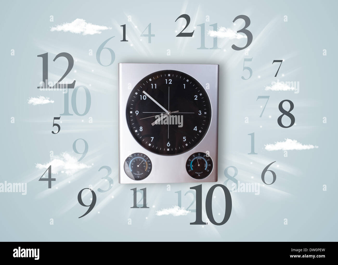 Modern clock with numbers on the side Stock Photo - Alamy