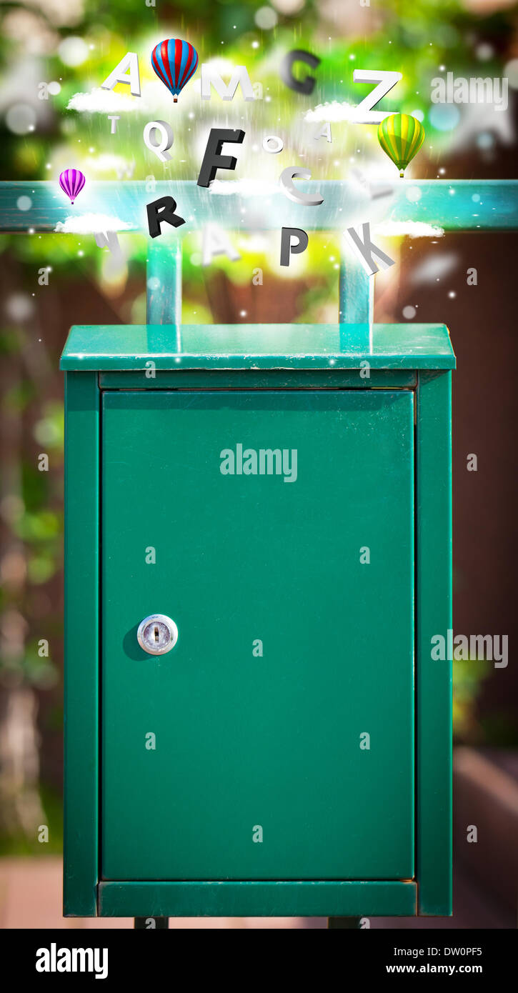 Post box with colorful letters Stock Photo - Alamy