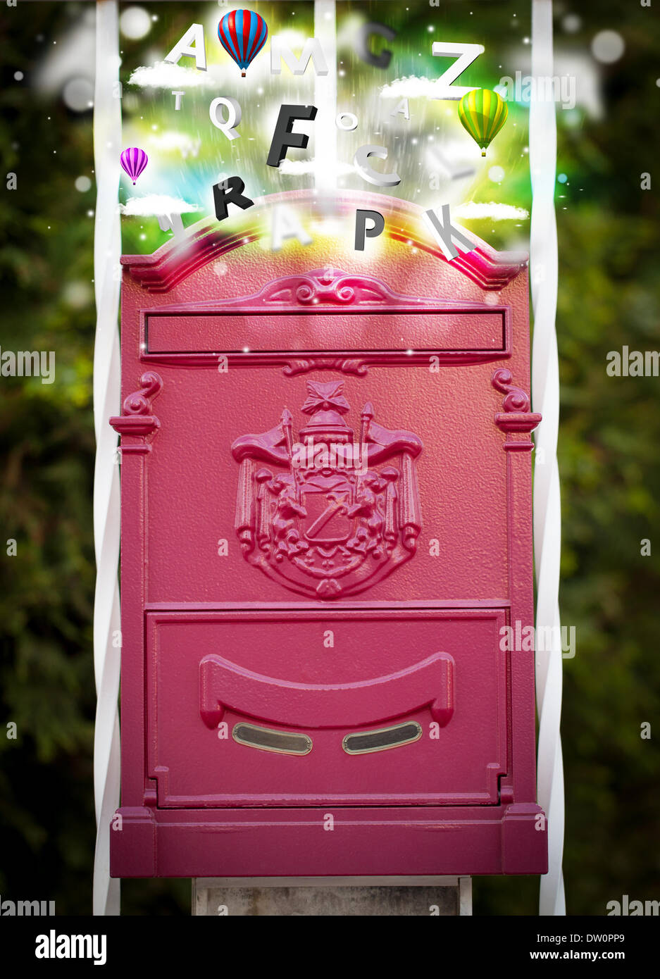 Post box with colorful letters Stock Photo - Alamy