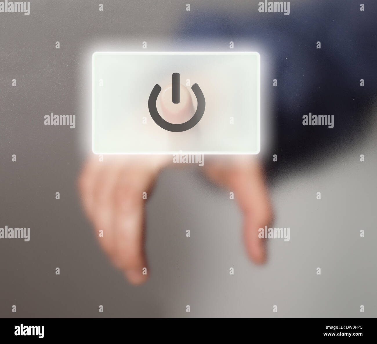 hand pressing ON button Stock Photo - Alamy
