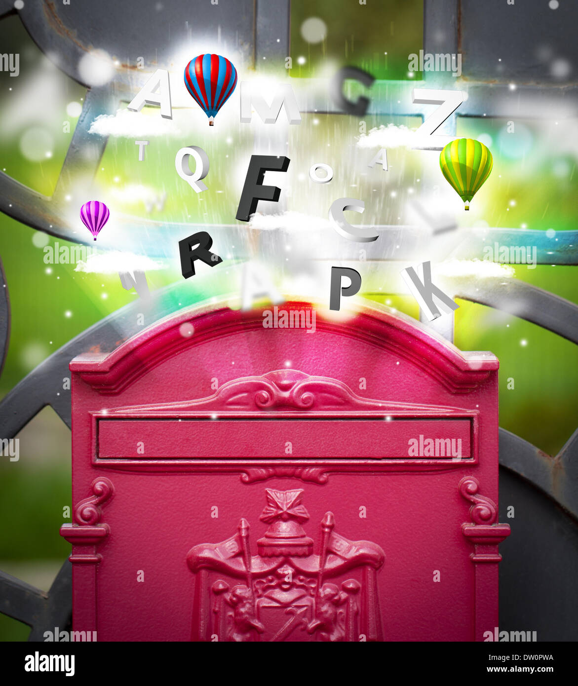 Post box with colorful letters Stock Photo - Alamy