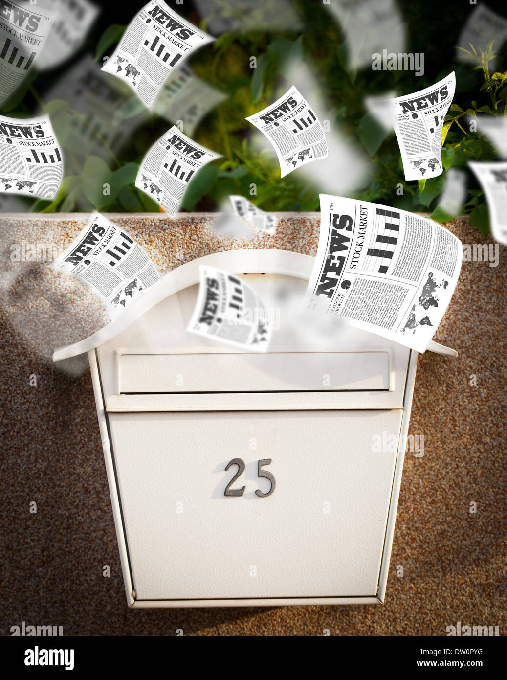 Post box with daily newspapers flying Stock Photo - Alamy