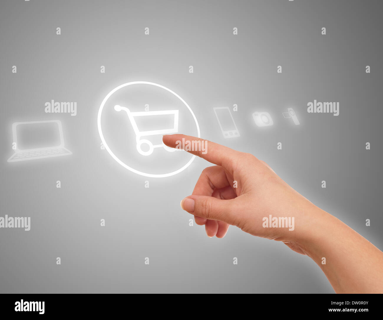 hand choosing shopping cart symbol Stock Photo - Alamy