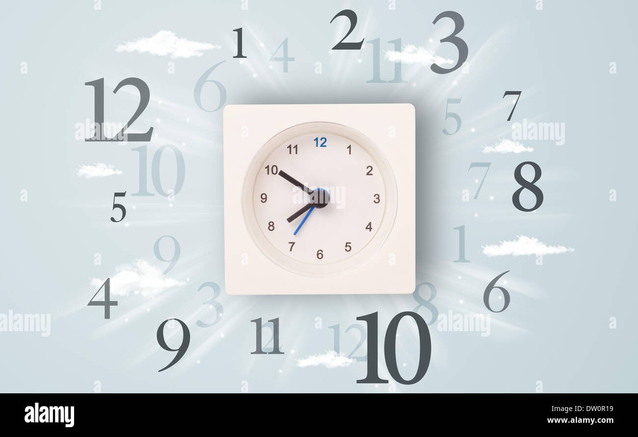 Modern clock with numbers on the side Stock Photo - Alamy
