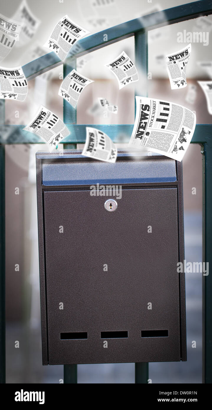 Post box with daily newspapers flying Stock Photo - Alamy