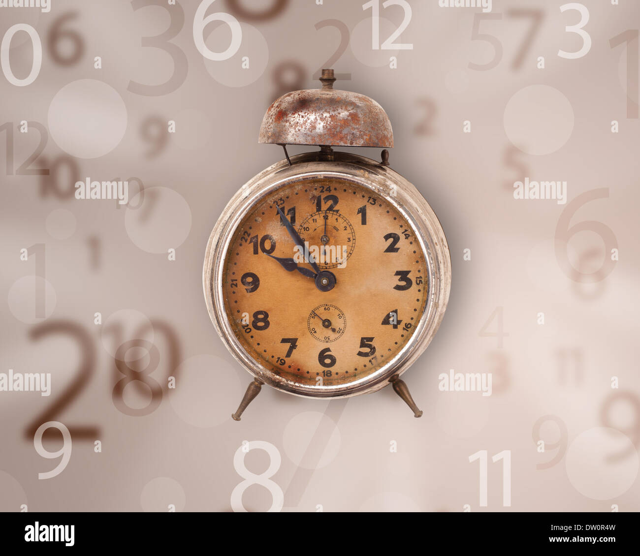 Vintage clock with numbers on the side Stock Photo - Alamy