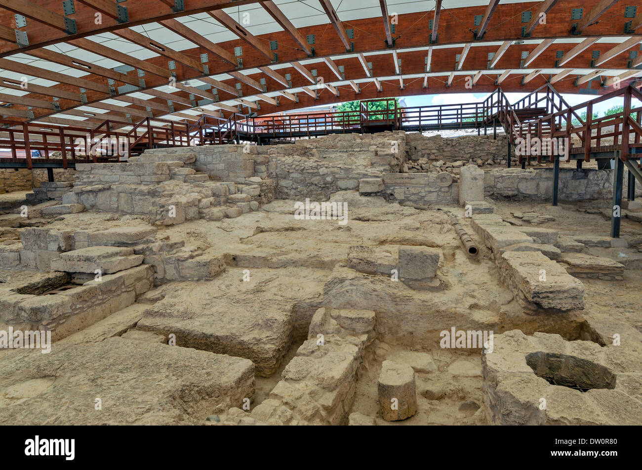 Ruins of Eustolios house at ancient town Kourion on Cyprus Stock Photo ...