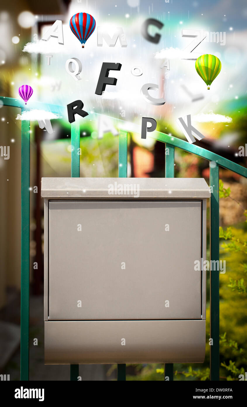 Post box with colorful letters Stock Photo - Alamy