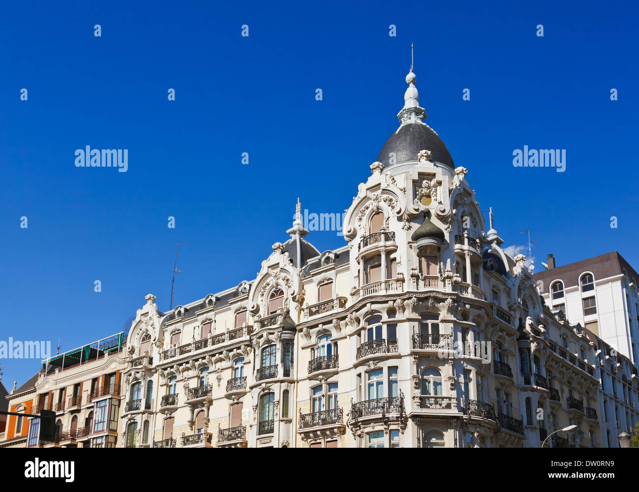 Street and houses at Madrid Spain Stock Photo - Alamy