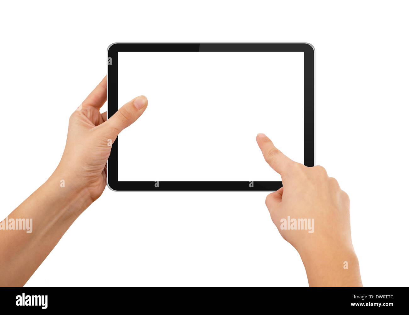 a male hand holding a touchpad pc Stock Photo - Alamy