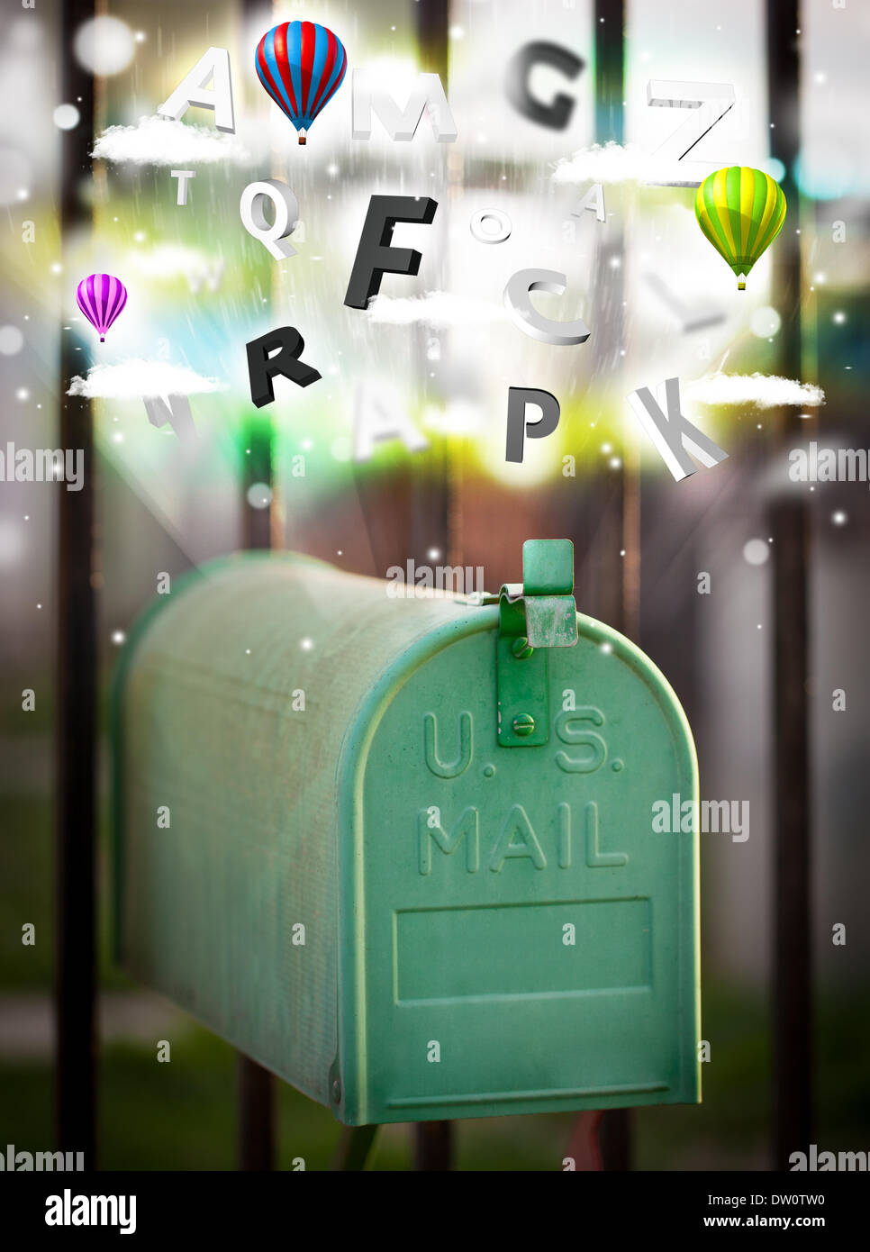 Post box with colorful letters Stock Photo - Alamy