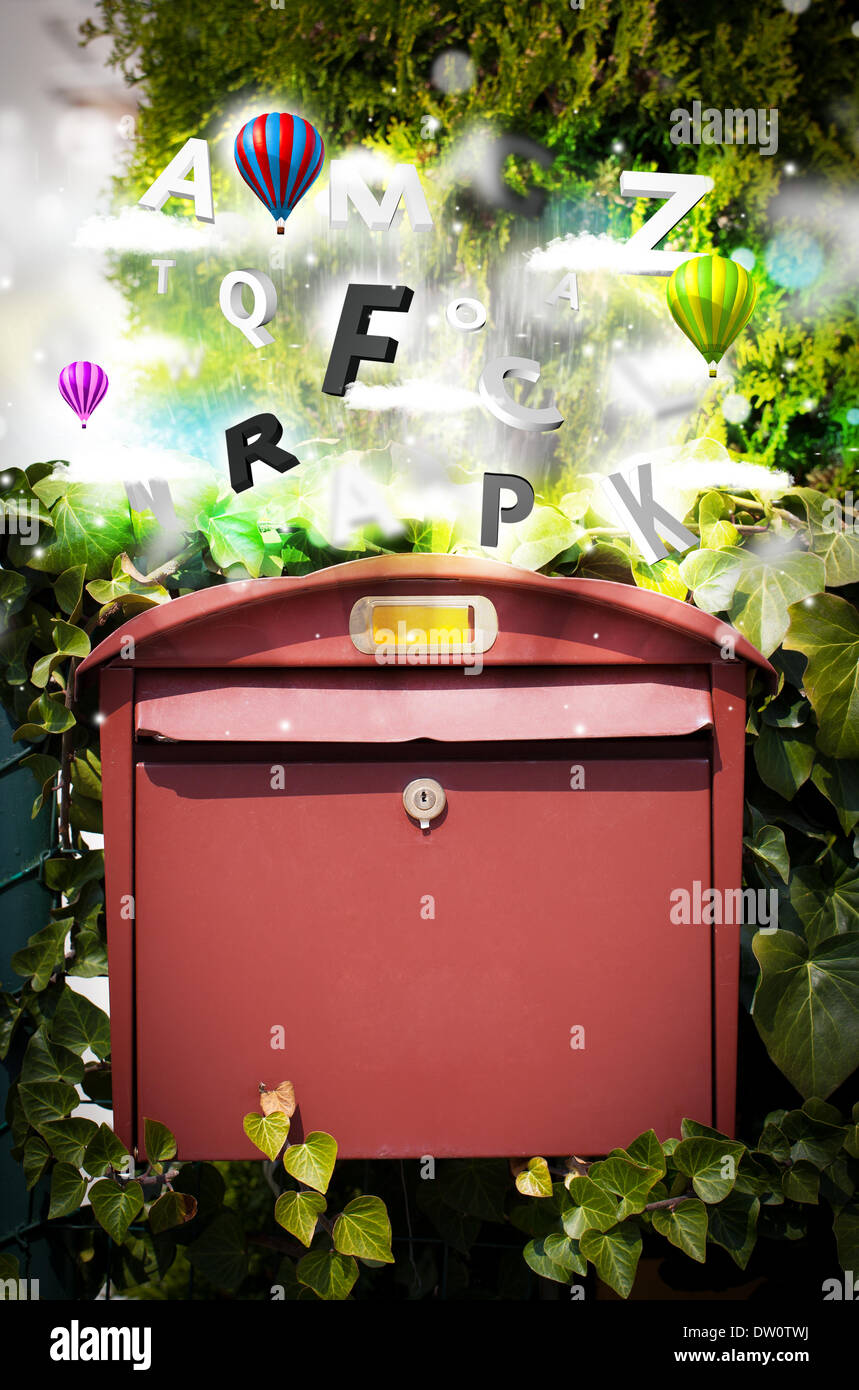 Post box with colorful letters Stock Photo - Alamy