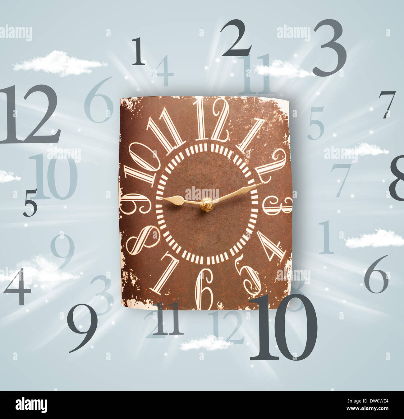 Vintage clock with numbers on the side Stock Photo - Alamy