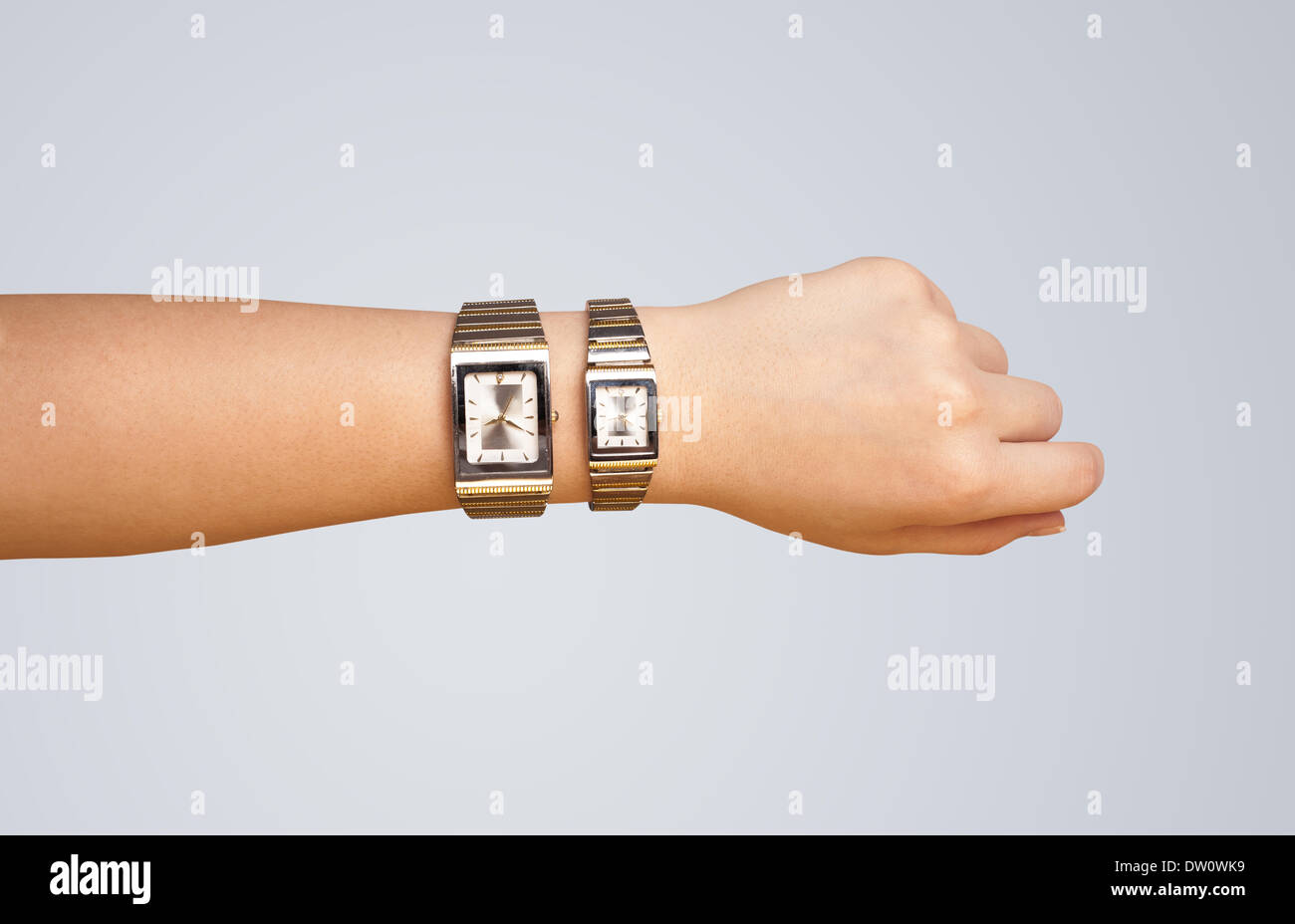 Hand with watch showing precise time Stock Photo - Alamy