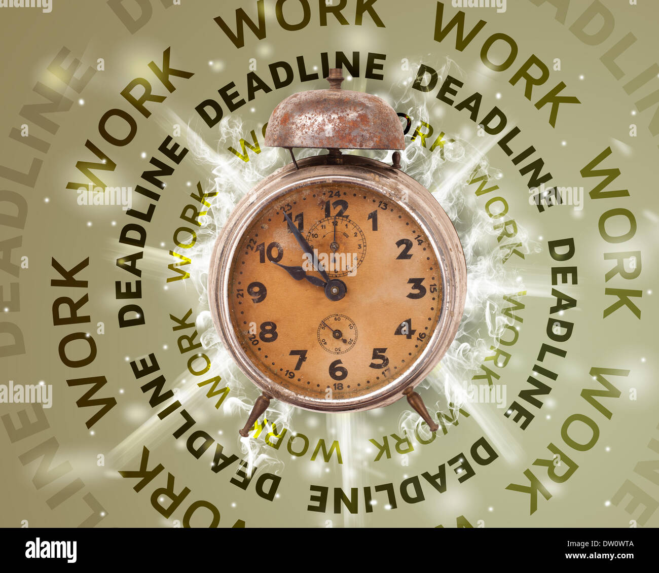 Clocks with work and deadline round writing Stock Photo - Alamy