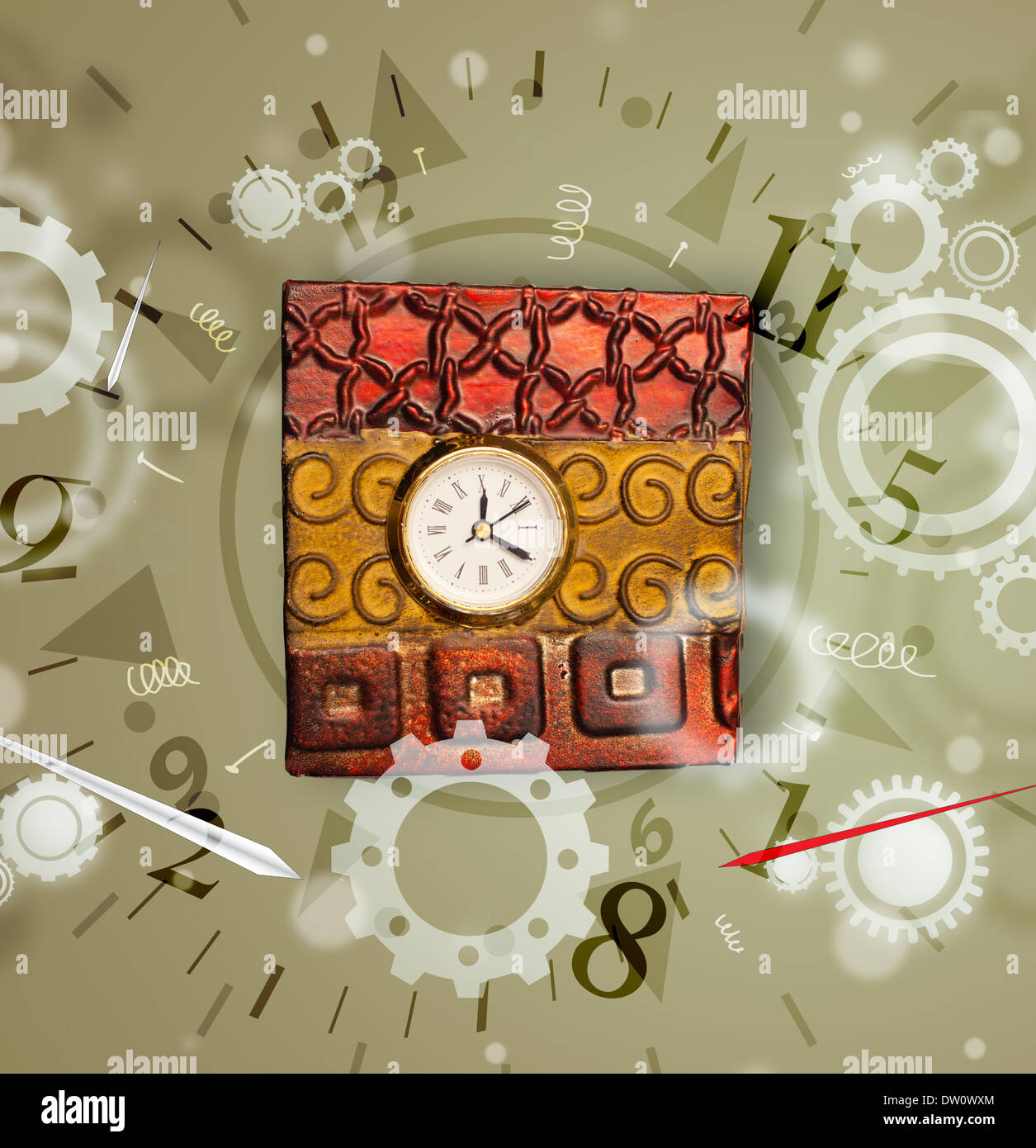 Vintage clock with numbers on the side Stock Photo - Alamy