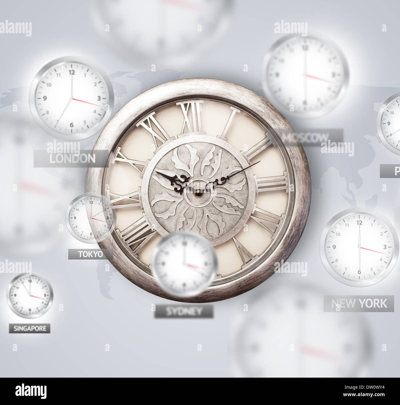 Clocks and time zones over the world concept Stock Photo - Alamy
