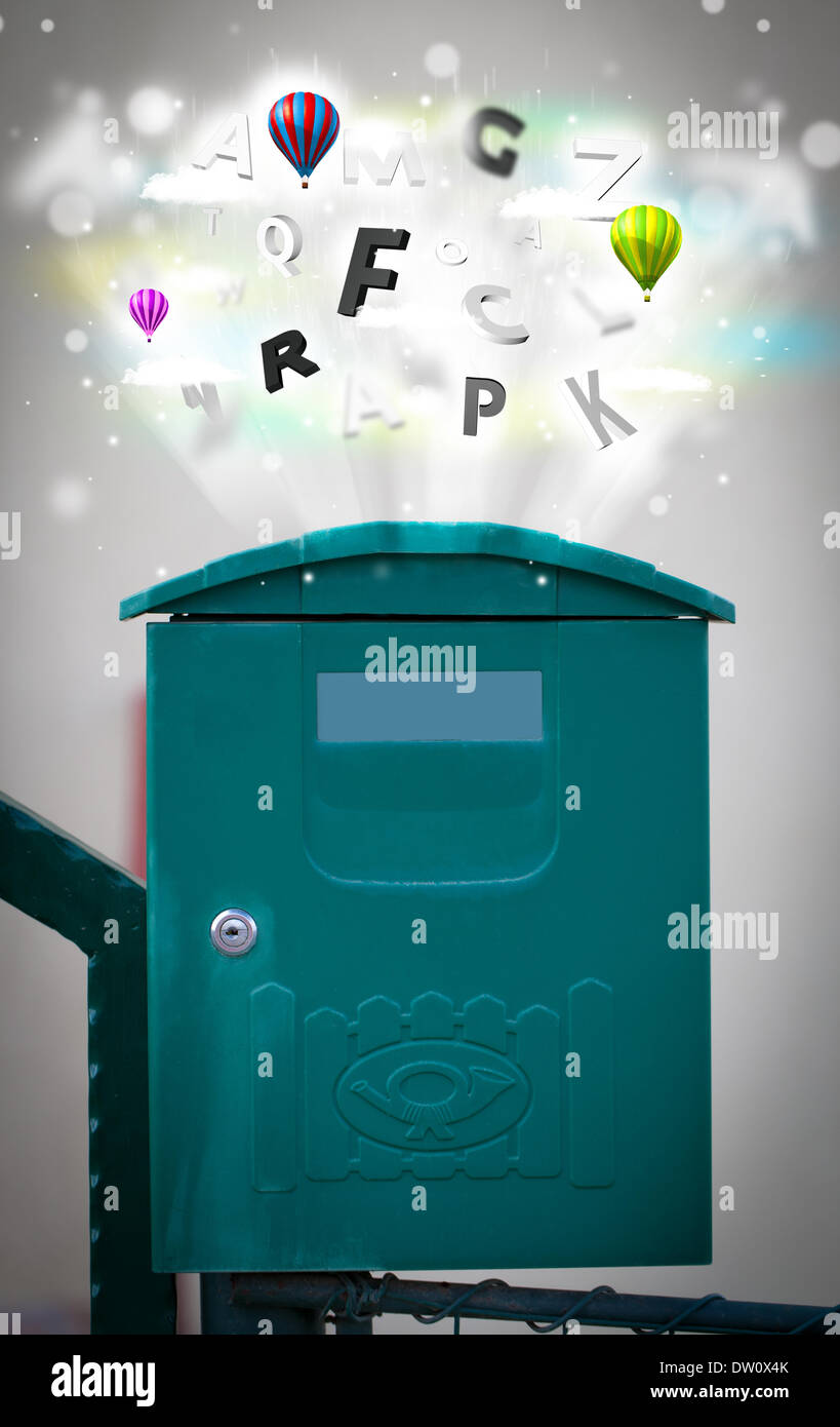 Post box with colorful letters Stock Photo - Alamy