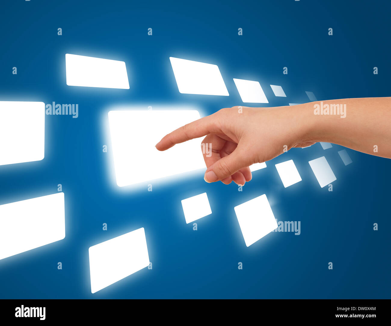 hand on the flow of several button Stock Photo - Alamy