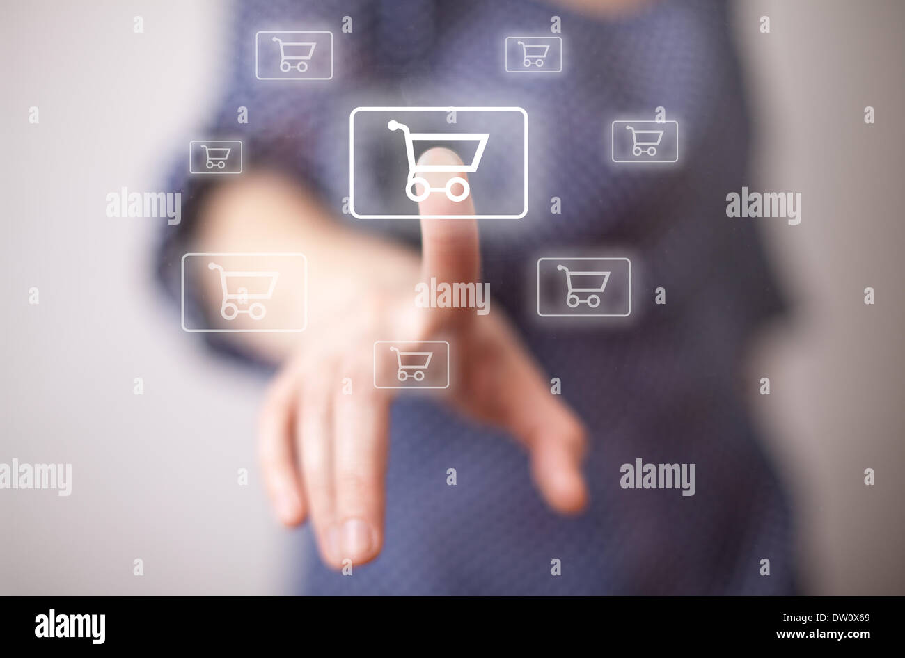 hand pressing shopping cart icon Stock Photo - Alamy