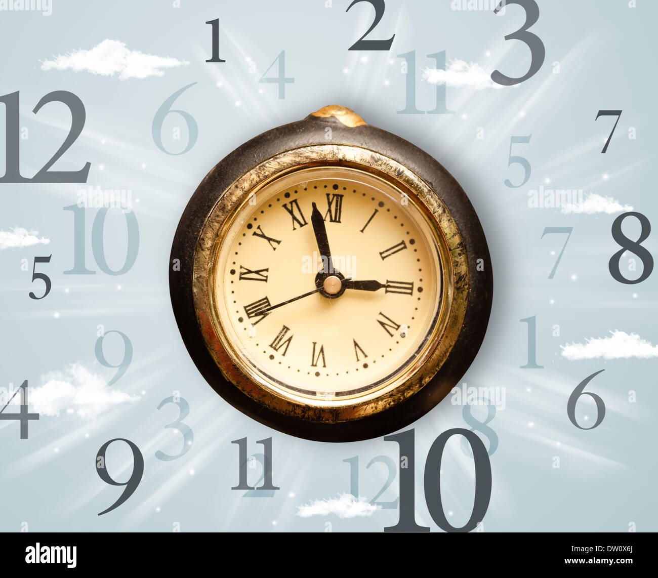 Vintage clock with numbers on the side Stock Photo - Alamy