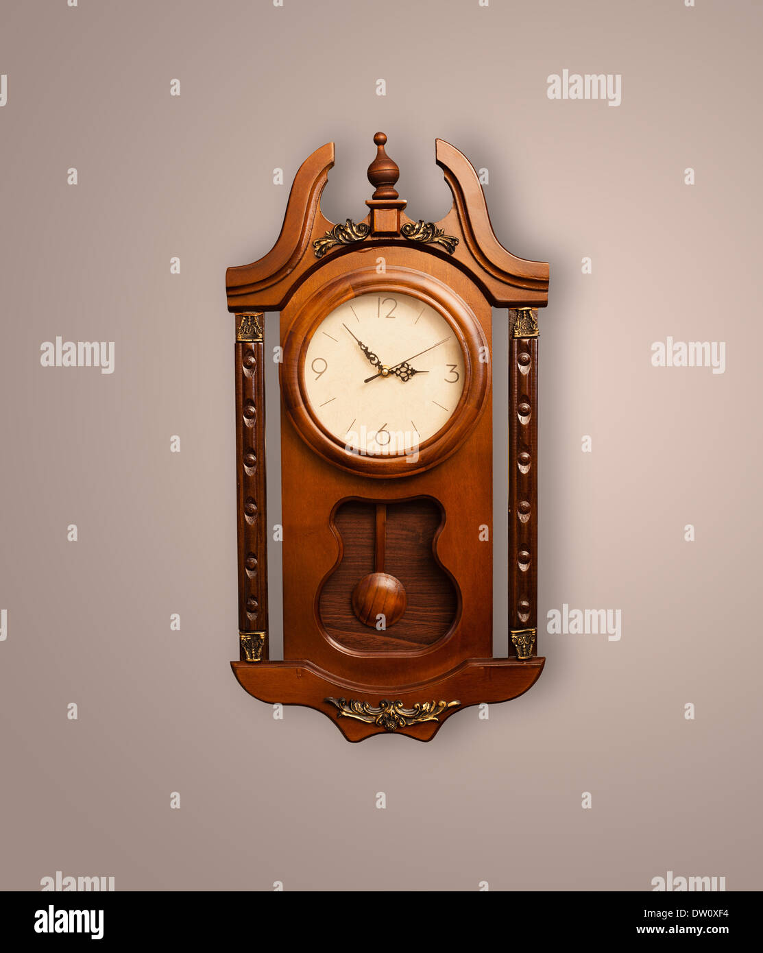 Vintage old clock with showing preicse time Stock Photo - Alamy
