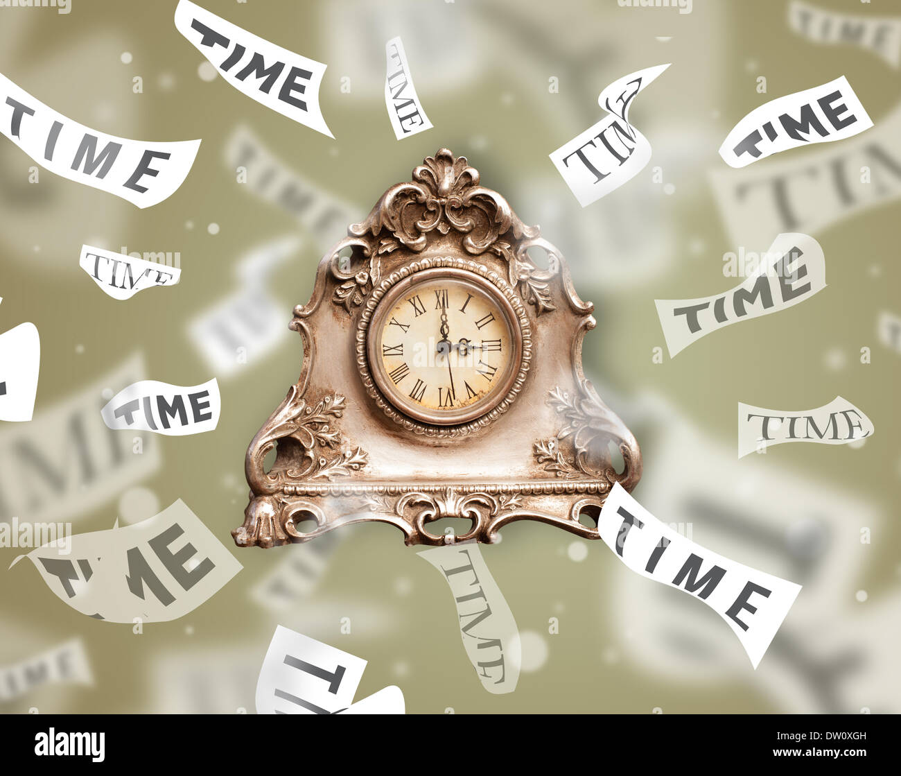 Clock and watch concept with time flying away Stock Photo - Alamy