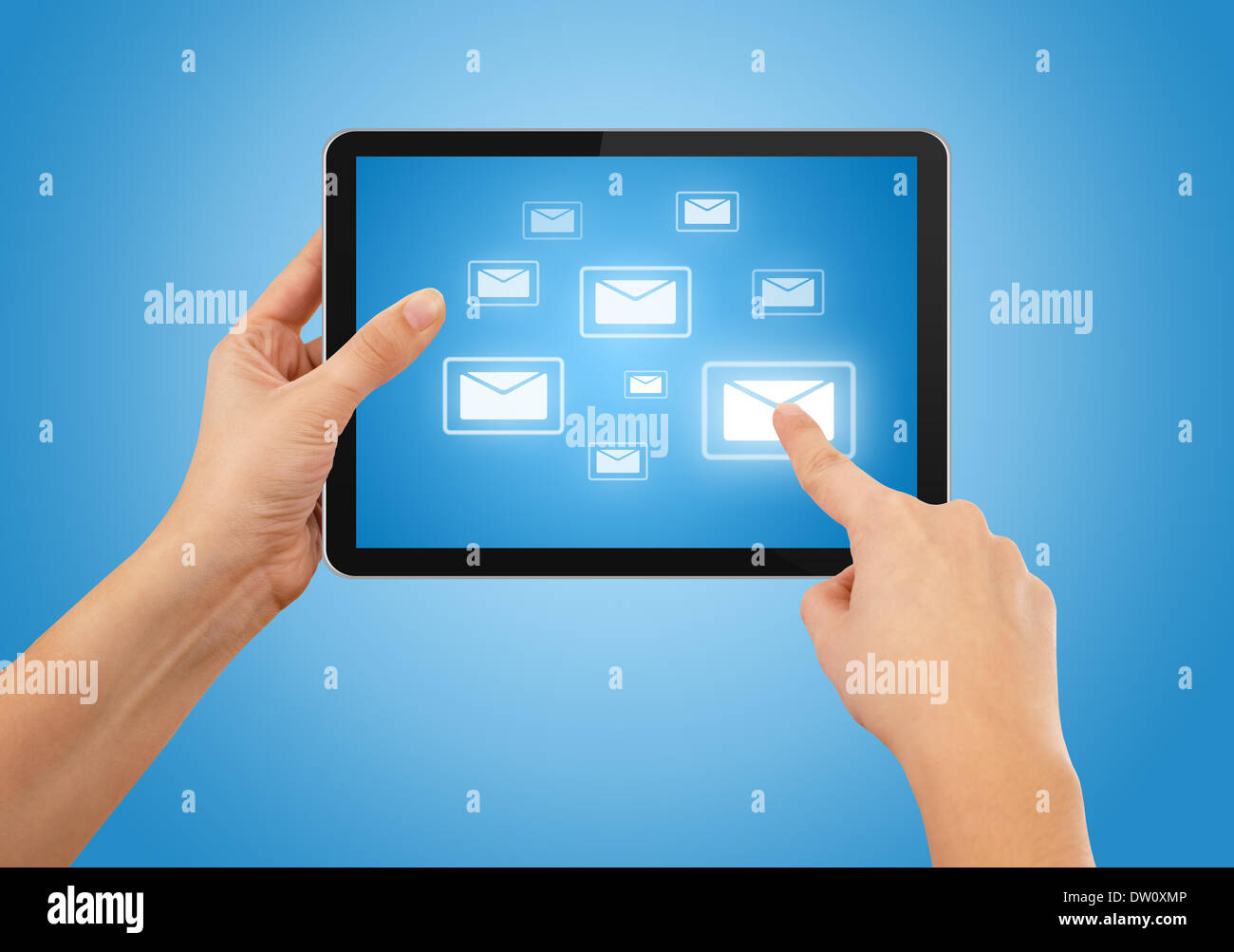 finger touches e-mail symbol Stock Photo - Alamy