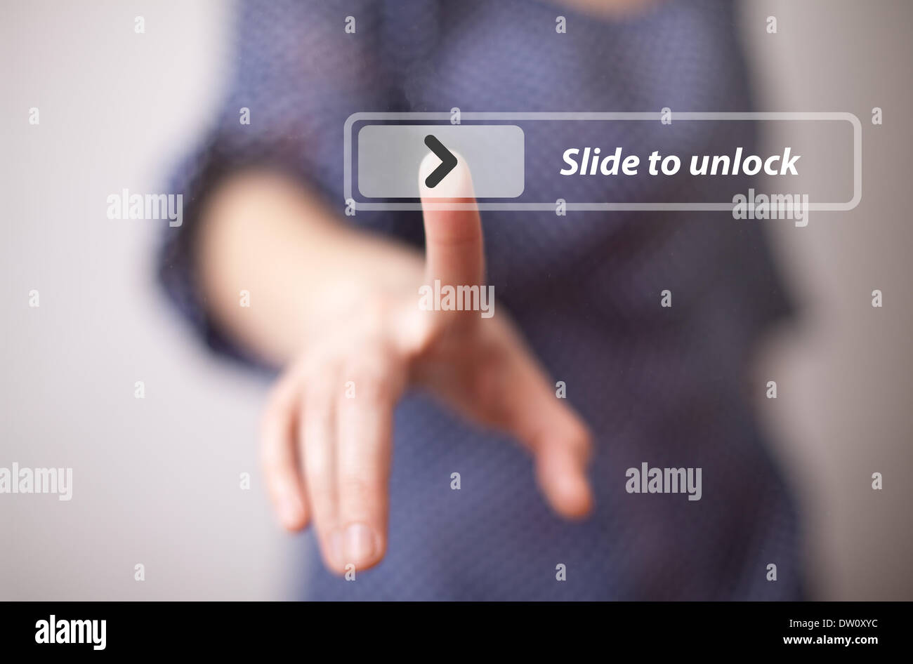 hand pressing touch screen button Stock Photo - Alamy