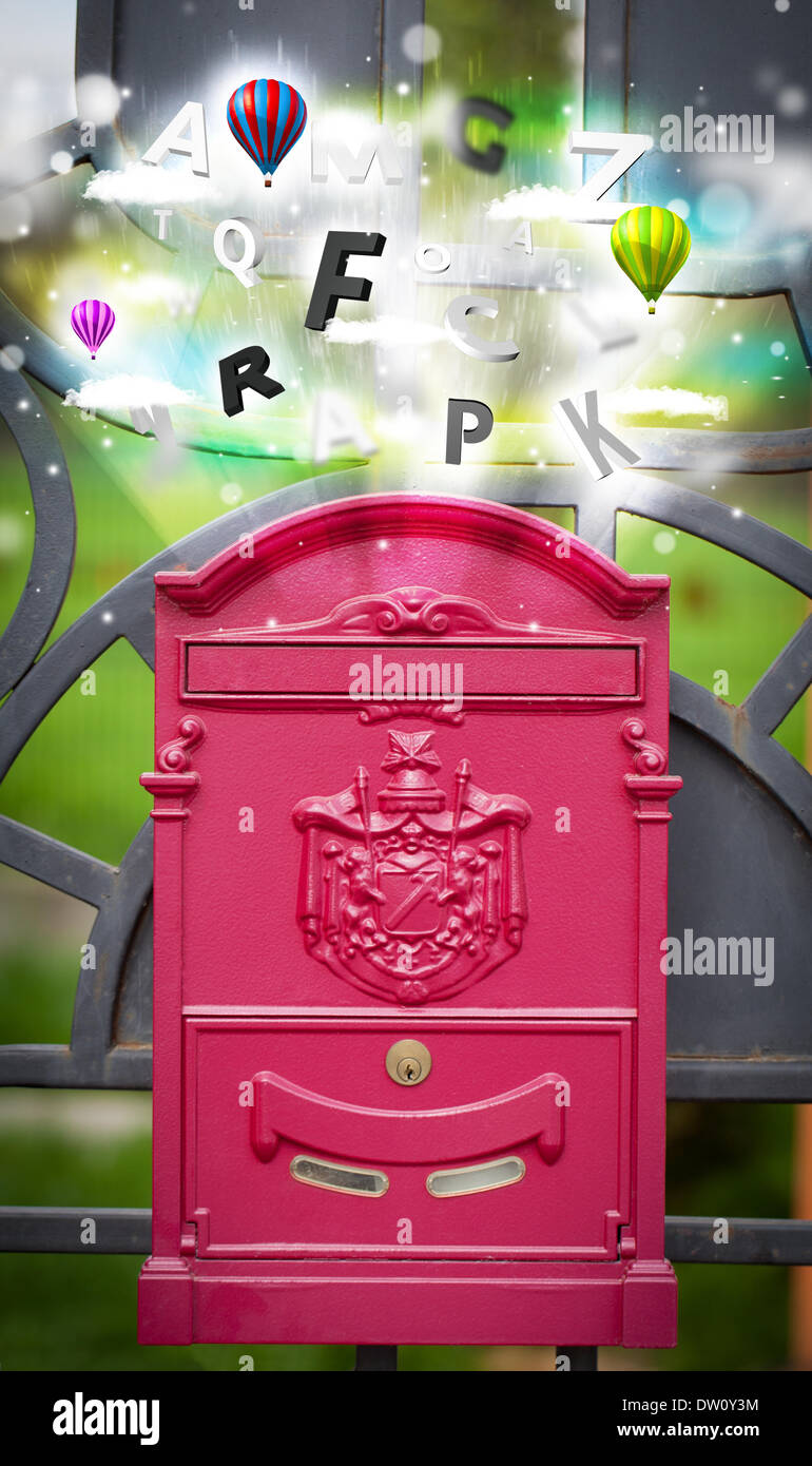 Post box with colorful letters Stock Photo - Alamy