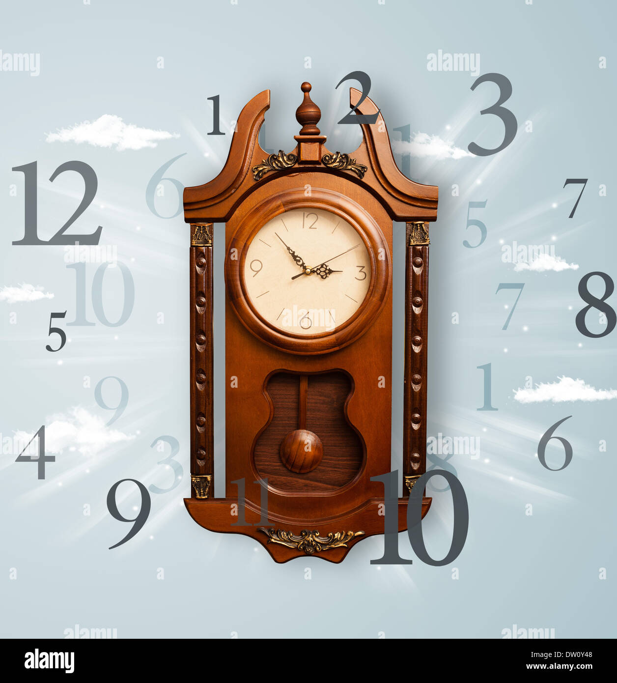 Vintage clock with numbers on the side Stock Photo - Alamy