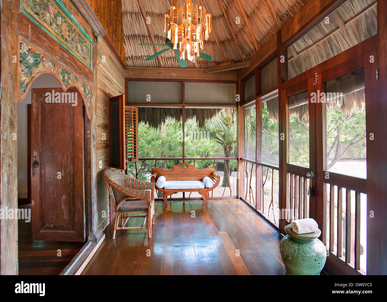 A room at Turtle Inn, Belize Stock Photo - Alamy